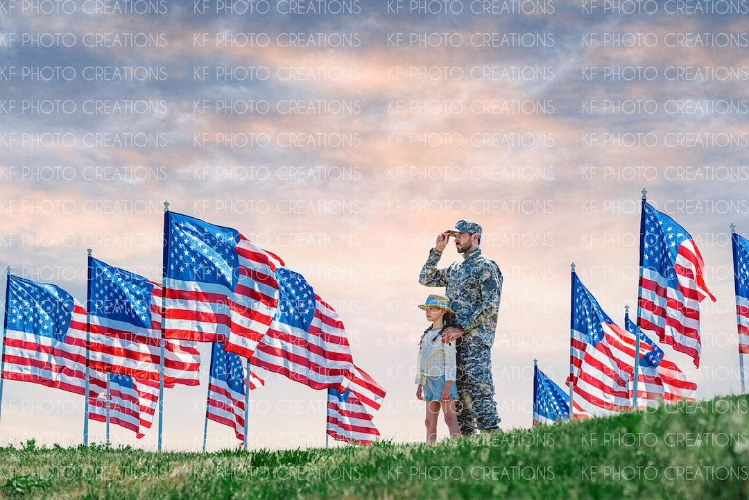 American Flag Field Digital Background - Etsy