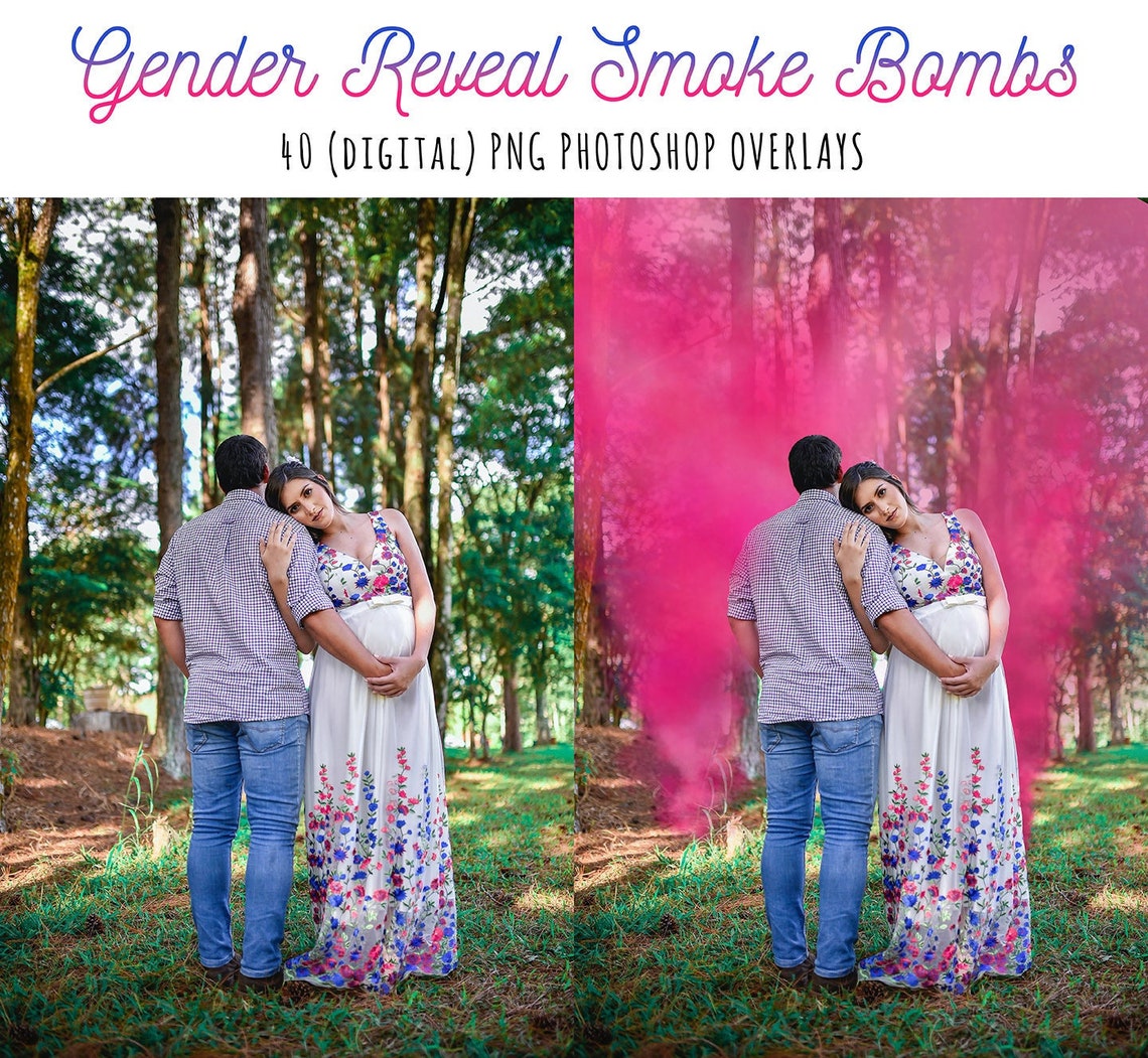 Gender Reveal Smoke Bomb PNG Photoshop Overlays Set of 40 - Etsy