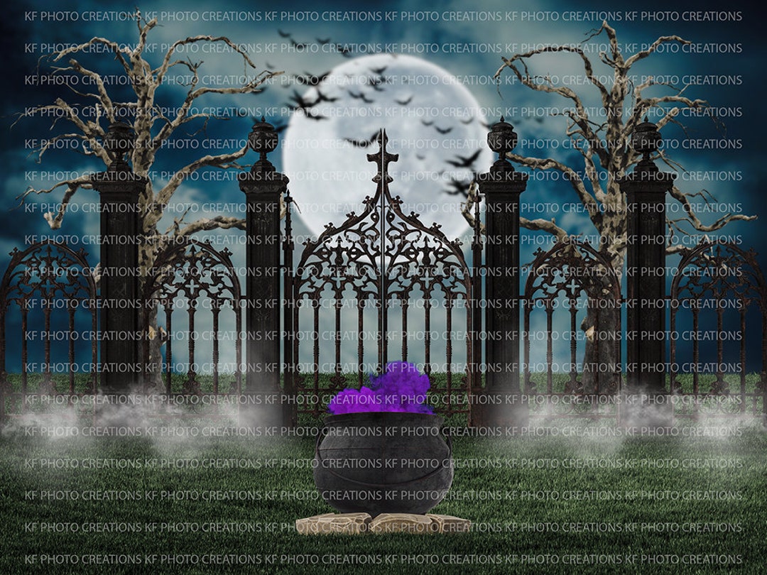 Spooky Witch Cauldron Digital Backdrop, Spooky Witch Cauldron Digital ...