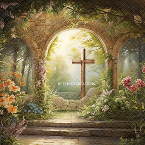 Easter Cross Digital Background - Etsy