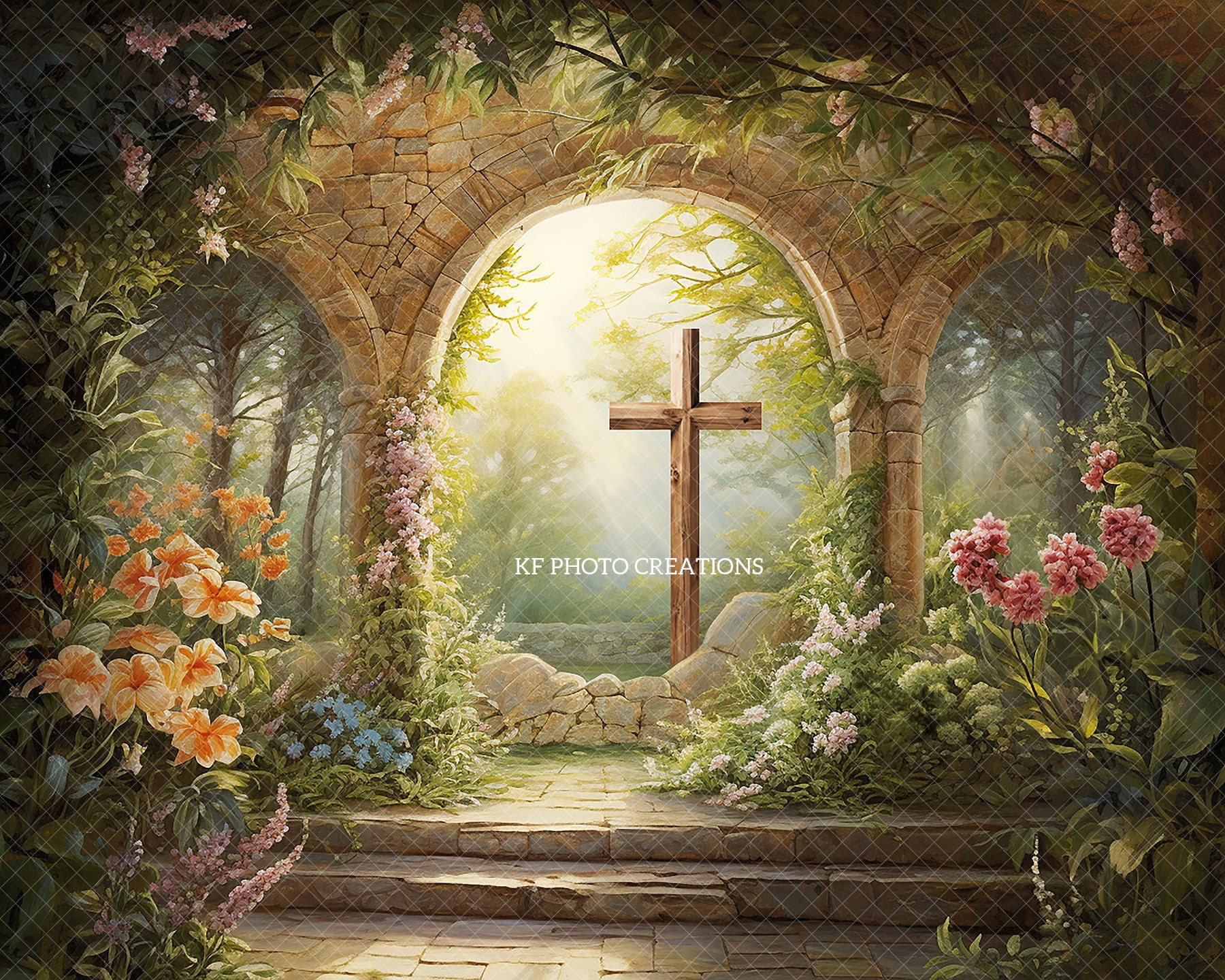Easter Cross Digital Background - Etsy