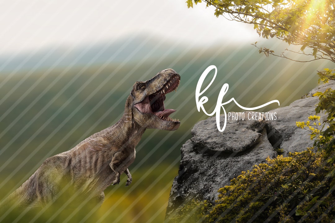 T-rex Dinosaur Ledge Digital Backdrop, T-rex Dinosaur Ledge Digital ...