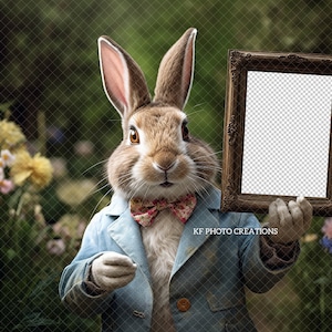 Easter Bunny Photo Frame Digital Backdrop, Easter Bunny Photo Frame ...