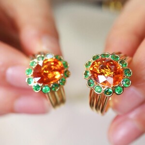 18k Gold Vintage Natural Fanta Ring With Tsavorites/art Deco Orange ...