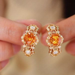 18k Gold Vintage Natural Fanta Ring/handmade Orange Garnet Wedding Band ...