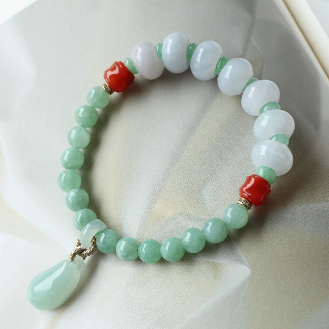 Real Burmese Jadeite Jade Bracelet/natural Multi Color Beaded Jade ...