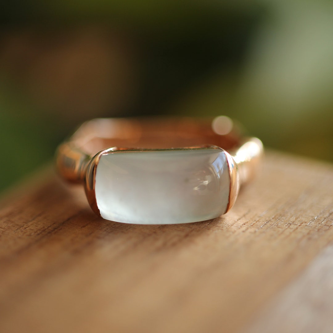 Handmade 18k Rose Gold Icy Jadeite Ring - Myanmar Jade - Etsy
