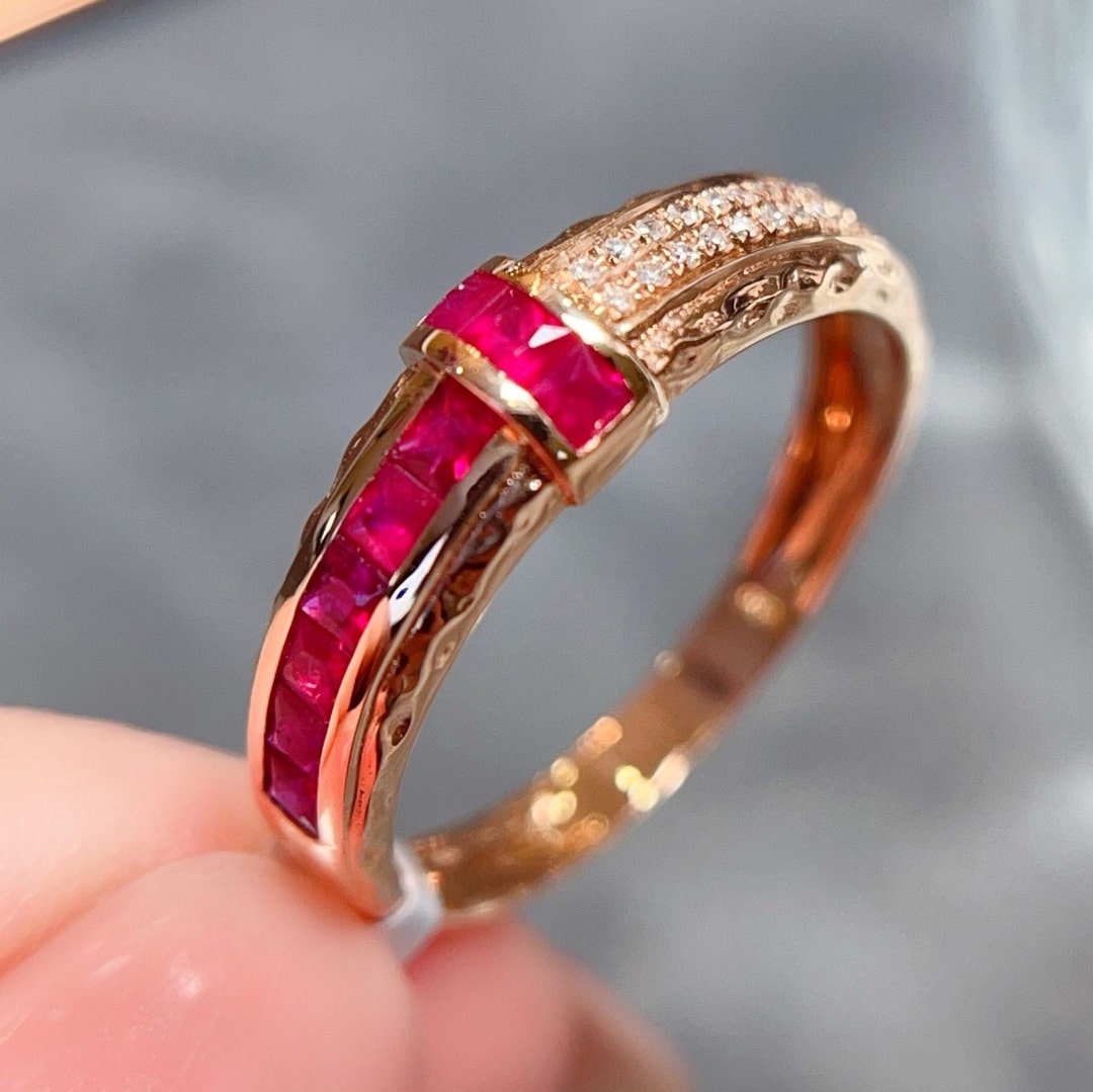 Unique Natural Ruby Ring for Her/real Ruby Ring in 18k Rose Gold With ...
