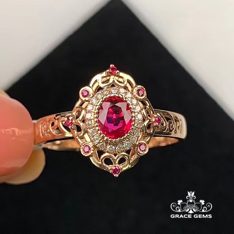 Natural Mozambique Ruby Ring-18k Solid Gold Vintage Style Ruby Ring ...