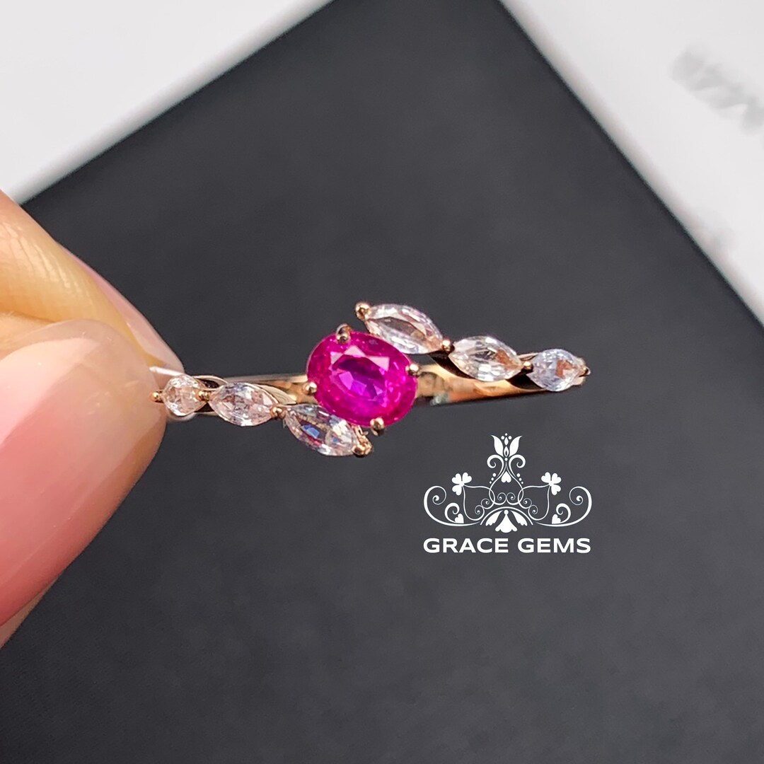 Minimalist Ruby Engagement Ring/raw Ruby Ring/18k/14k Ruby Ring/star ...