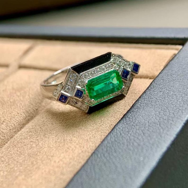 Unique Natural Emerald Ring in Solid Gold/handmade Emerald Fine Ring ...