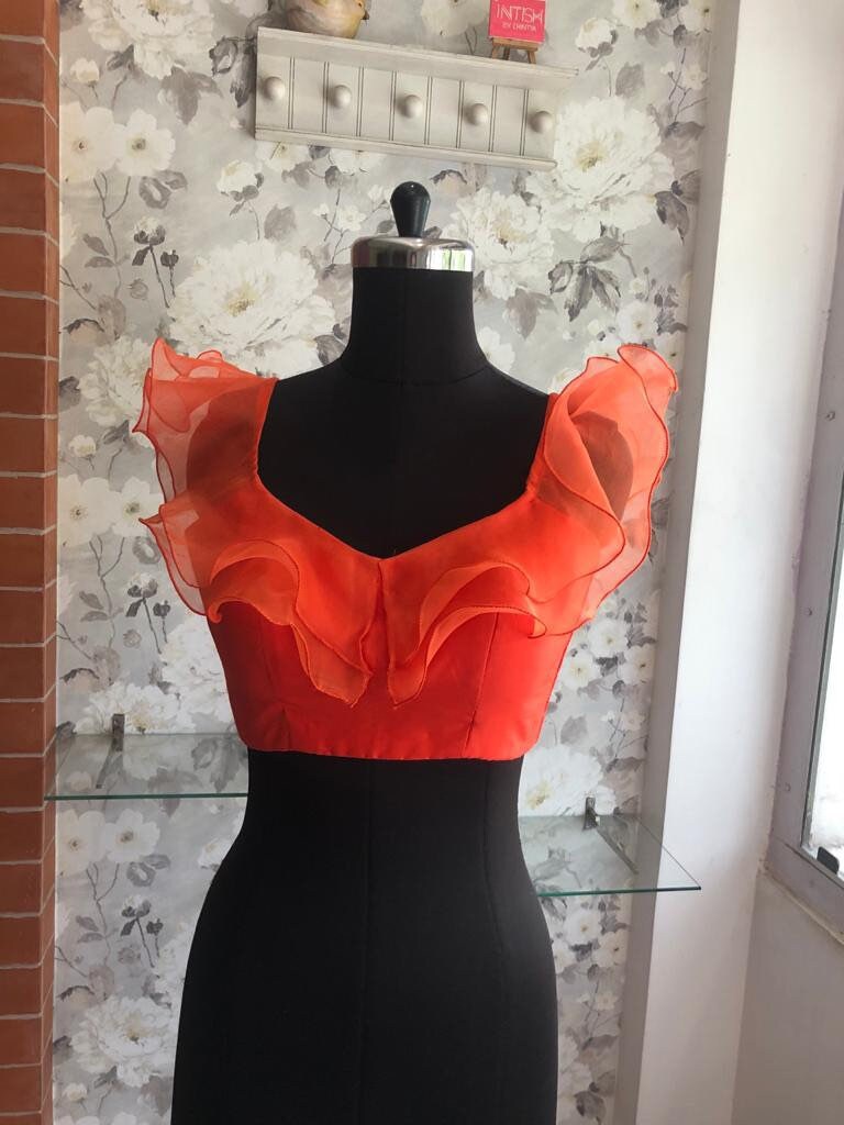 Orange Ruffle Blouse - Etsy