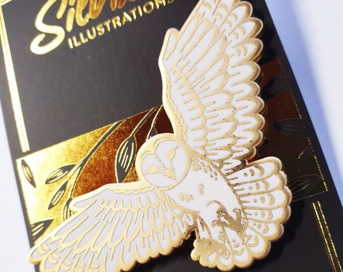 Barn Owl Hard Enamel Pin Frosted Gold 2.5 Inch - Etsy