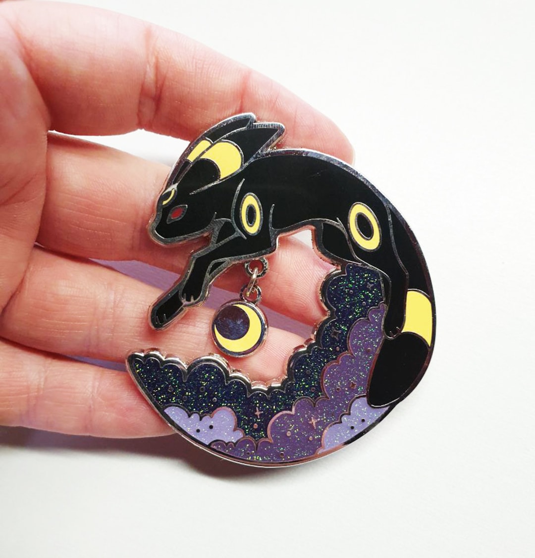 Umbreon Moon Pendant Hard Enamel Pin Silver 2.5 Inch - Etsy
