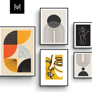 Minimalist Gallery Wall, Modern Set of 5 Posters, Graphic Art, Home ...