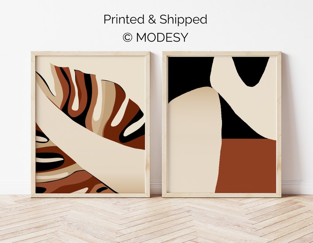 Minimalist Wall Art, 2 Piece Poster Set, Scandinavian Design, Beige and ...