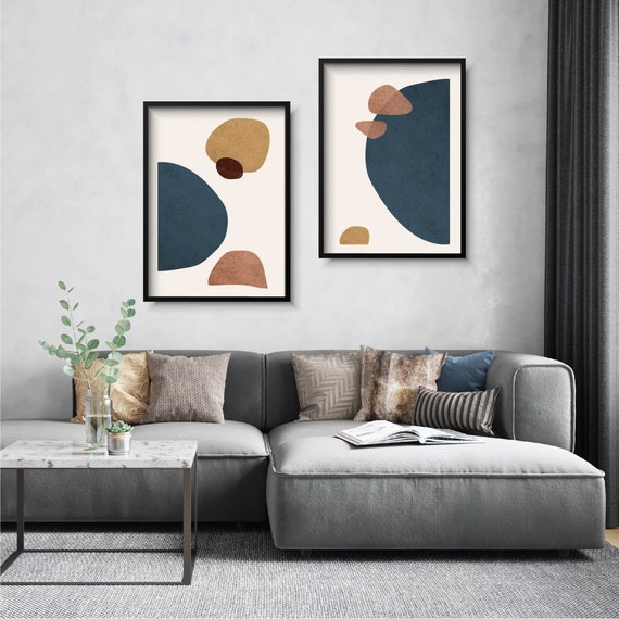Scandinavian Poster Set Abstract Print Art Minimalist Wall | Etsy