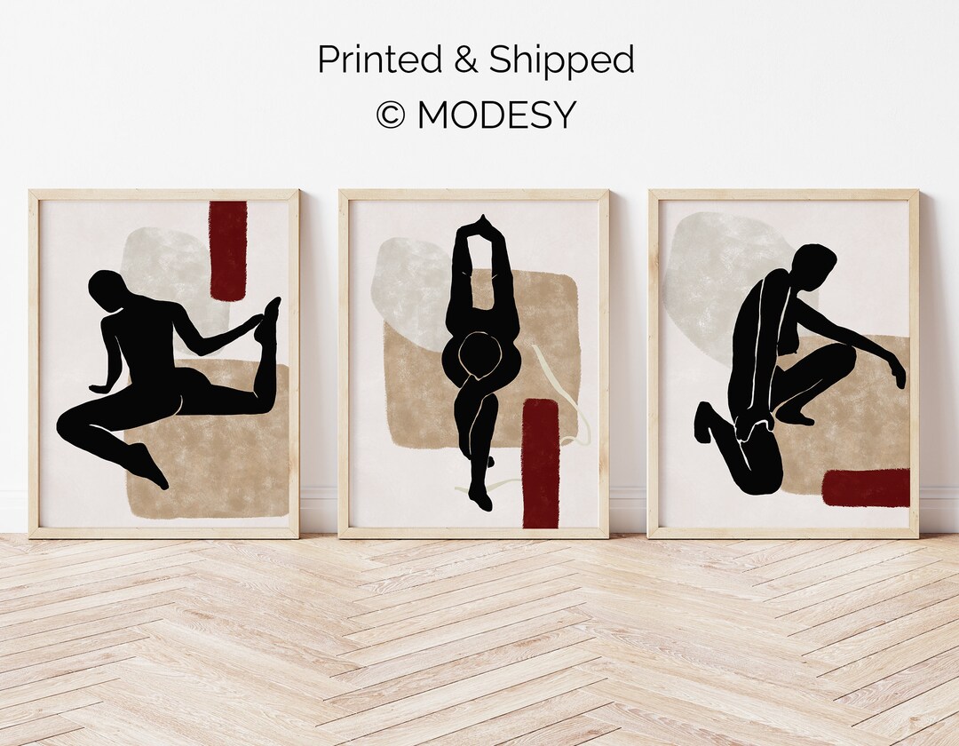 Abstract Figure Wall Art Set, 3 Poster Set, Inspired by Japanese Art - Etsy