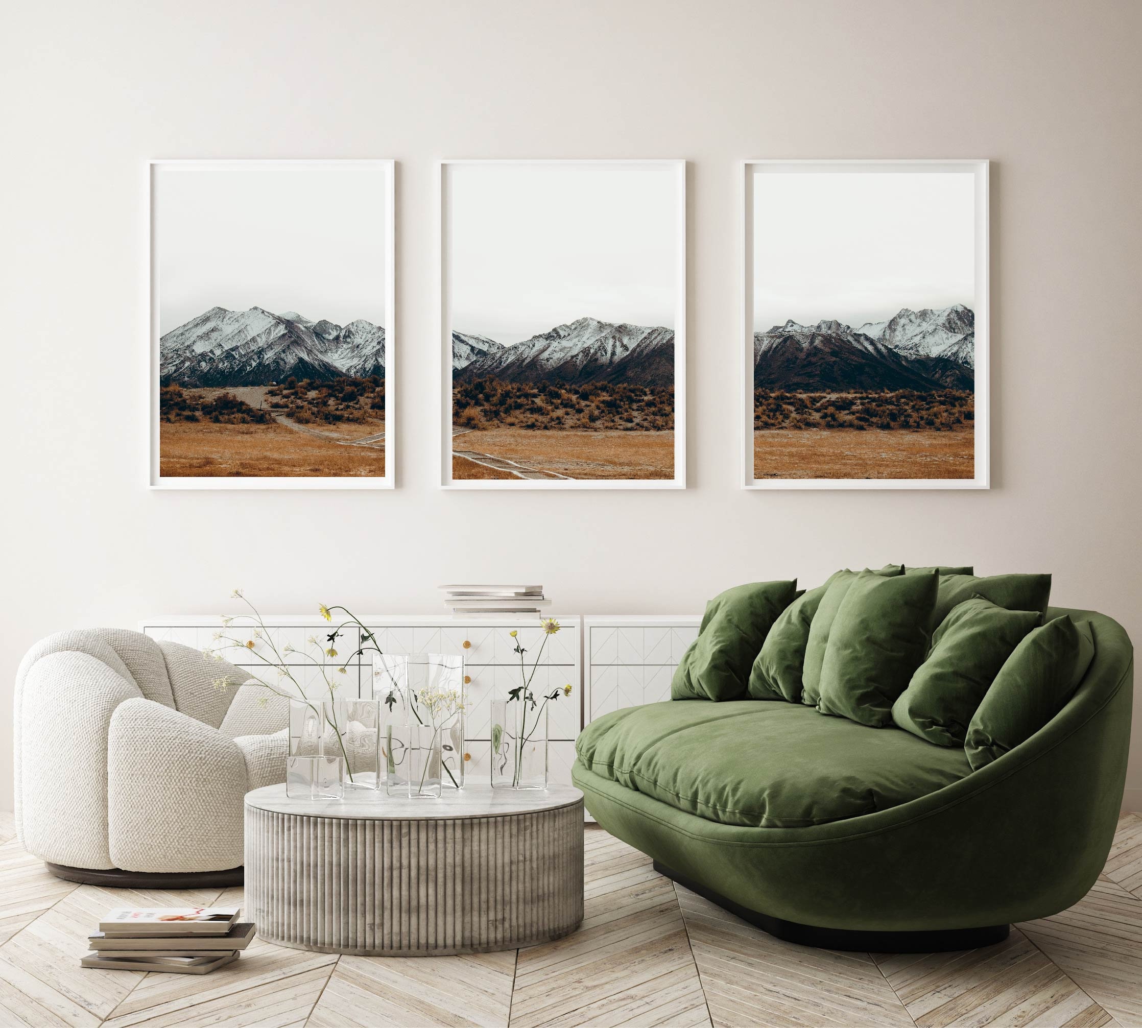 Minimalist wall art Mountain Landscape 3 Poster set Earth | Etsy