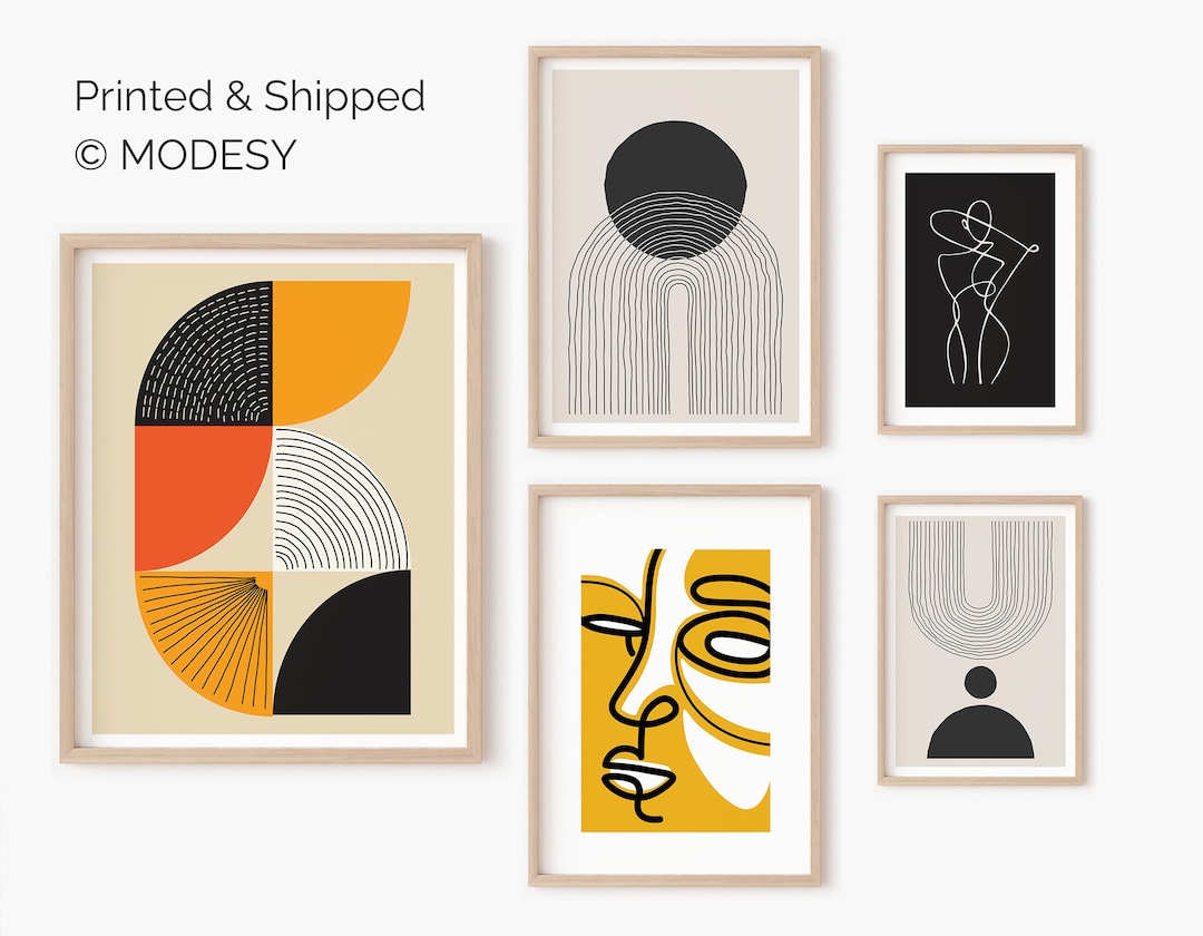 Minimalist Gallery Wall, Modern Set of 5 Posters, Graphic Art, Home ...