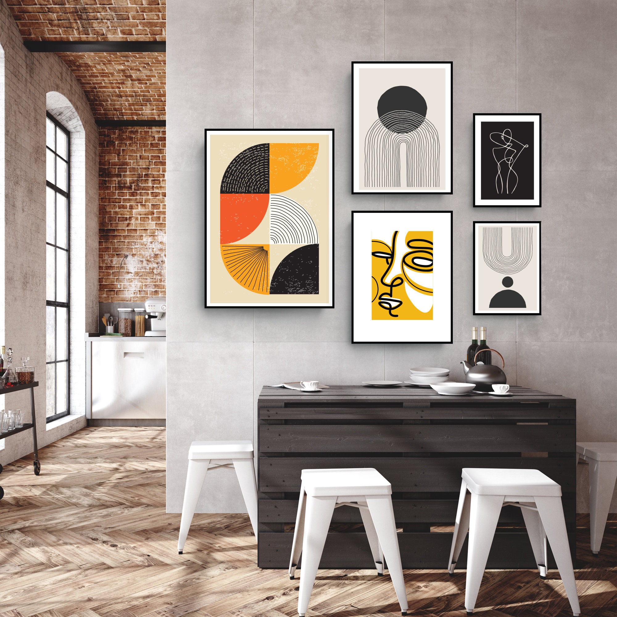 Minimalist Gallery Wall Modern Set of 5 Posters Graphic Art | Etsy