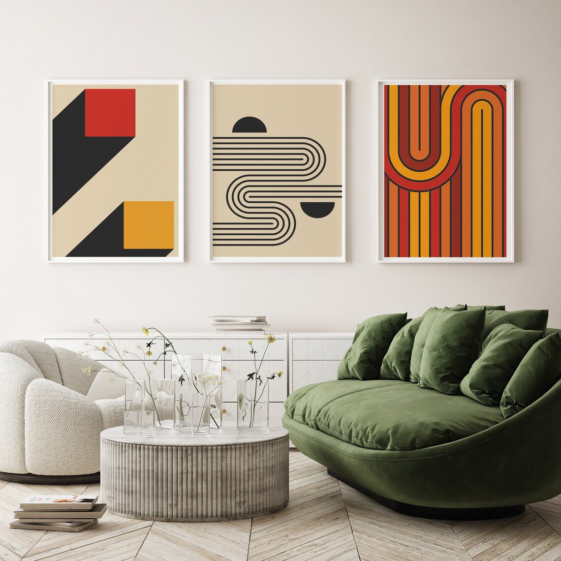 Modern Retro Art Print Set Vintage Posters 70s Art Prints - Etsy
