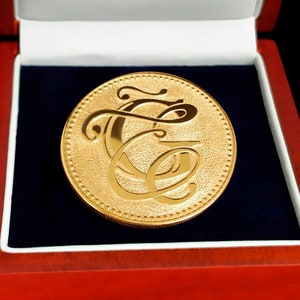 Golden Initials Letters Custom Coin Wedding Groom Gift or Boyfriend ...