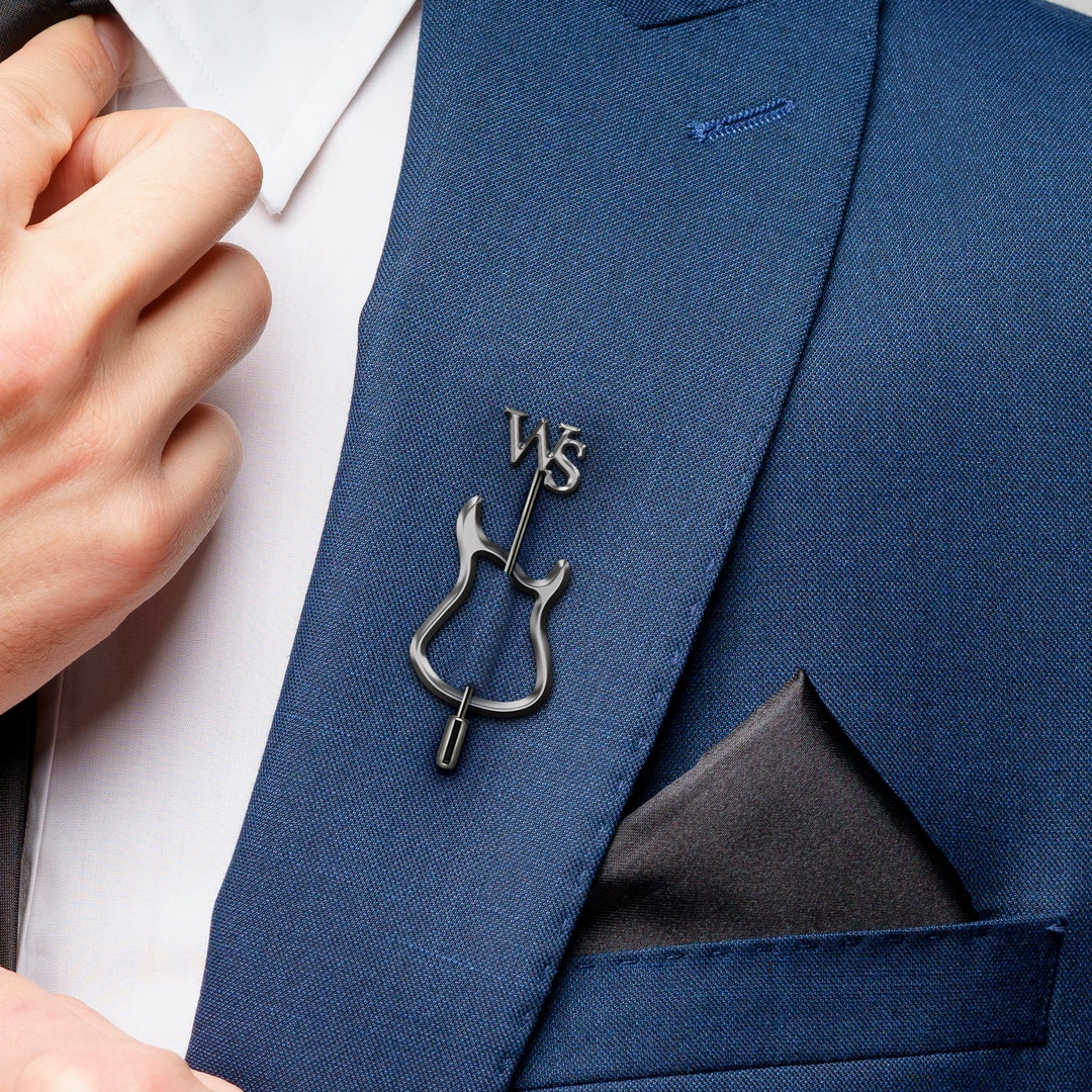 Custom Guitar Lapel Pin, Wedding Lapel Pin, Initials Pin for a Music ...