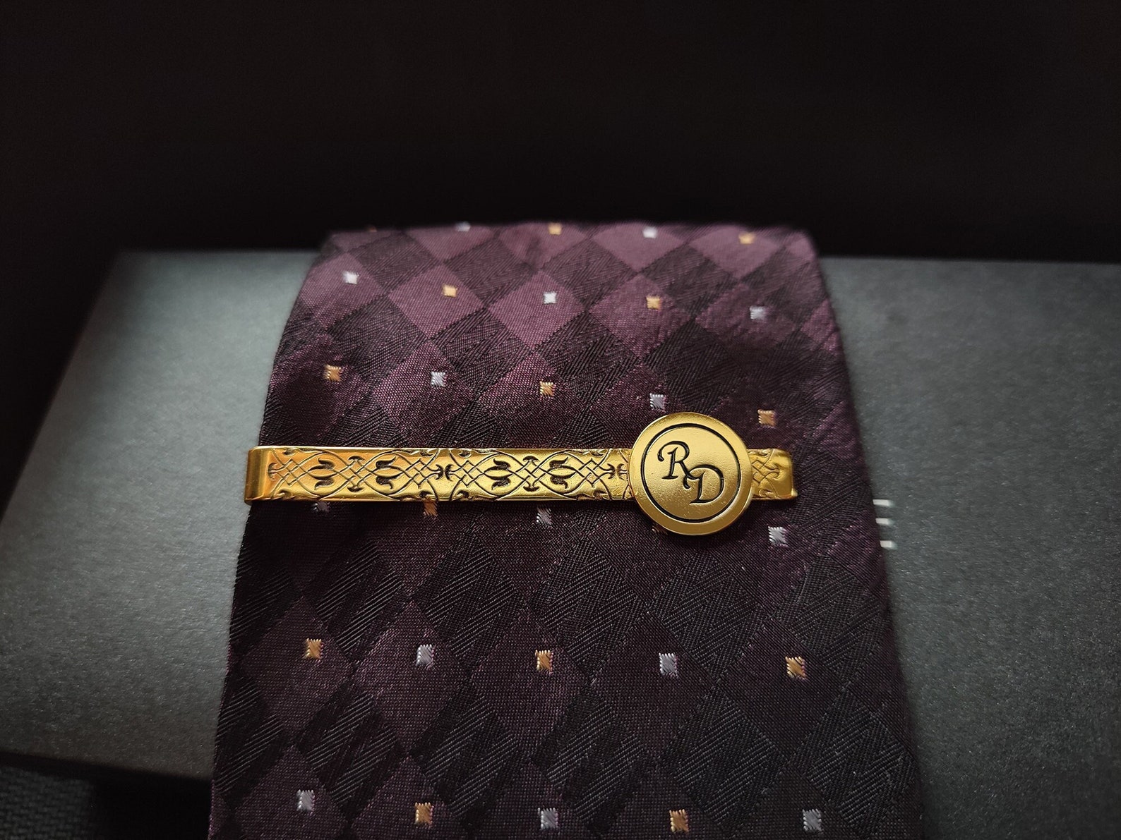 Engraved Tie Clip With Initials Tie Bar Personalized Mens Accessories ...