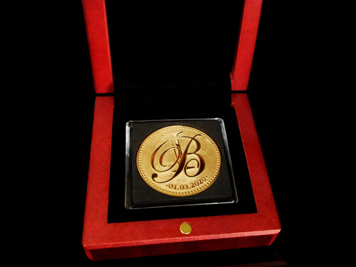 Golden Initials Letters Custom Coin Wedding Groom Gift or Boyfriend ...