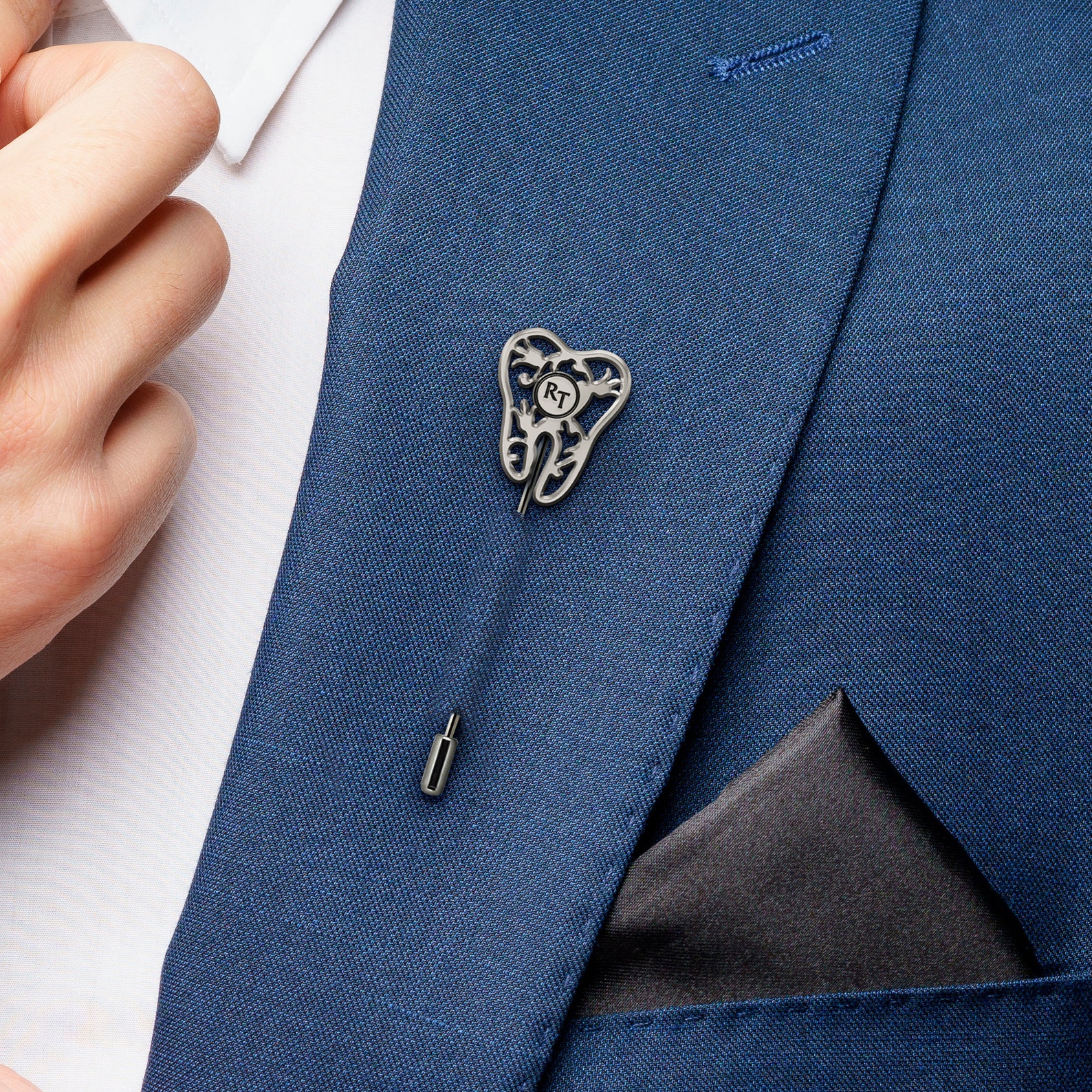 Dentist Lapel Pin With Initials Initials Tie Pin Silver 925 - Etsy