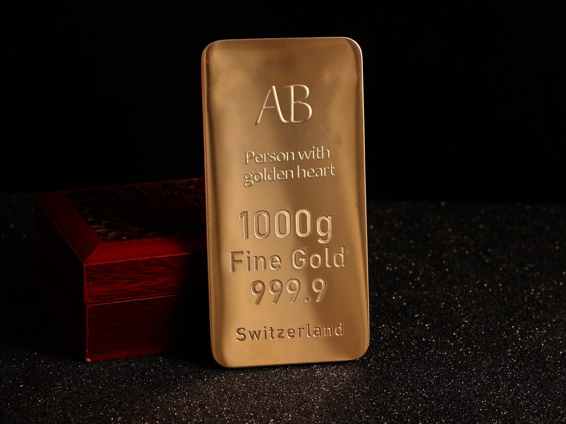 Golden Bar Bullion for Best Friend Gift Yellow Clean Gold Ingot Shot ...