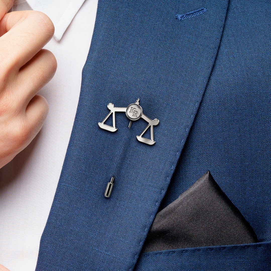 T For Lawyer Law Lapel Pin Silver 925 Law Grad T Attorney Lapel Pin Custom Name Lapel