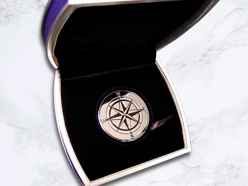 Silver Compass Coin Custom Personalized Man Gift Coin Custom 925 ...