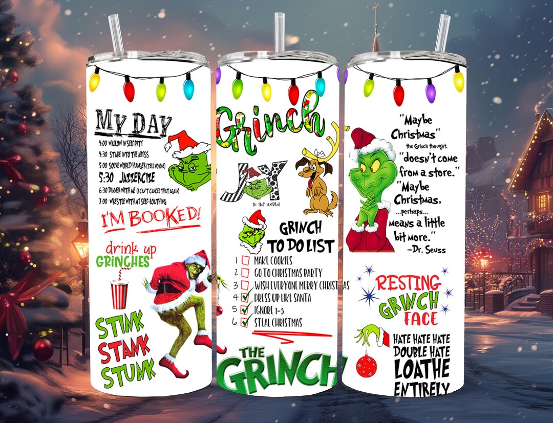 Grinch 20oz Stainless Steel Tumbler | Grinch Holiday Cup With Lid ...
