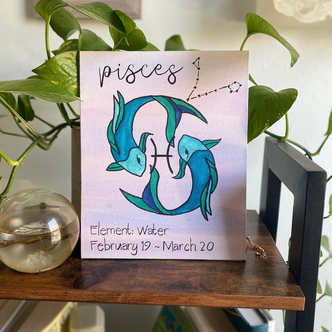 Pisces Zodiac Sign - Astrology Sign Wall Art - Pisces Fish Horoscope ...