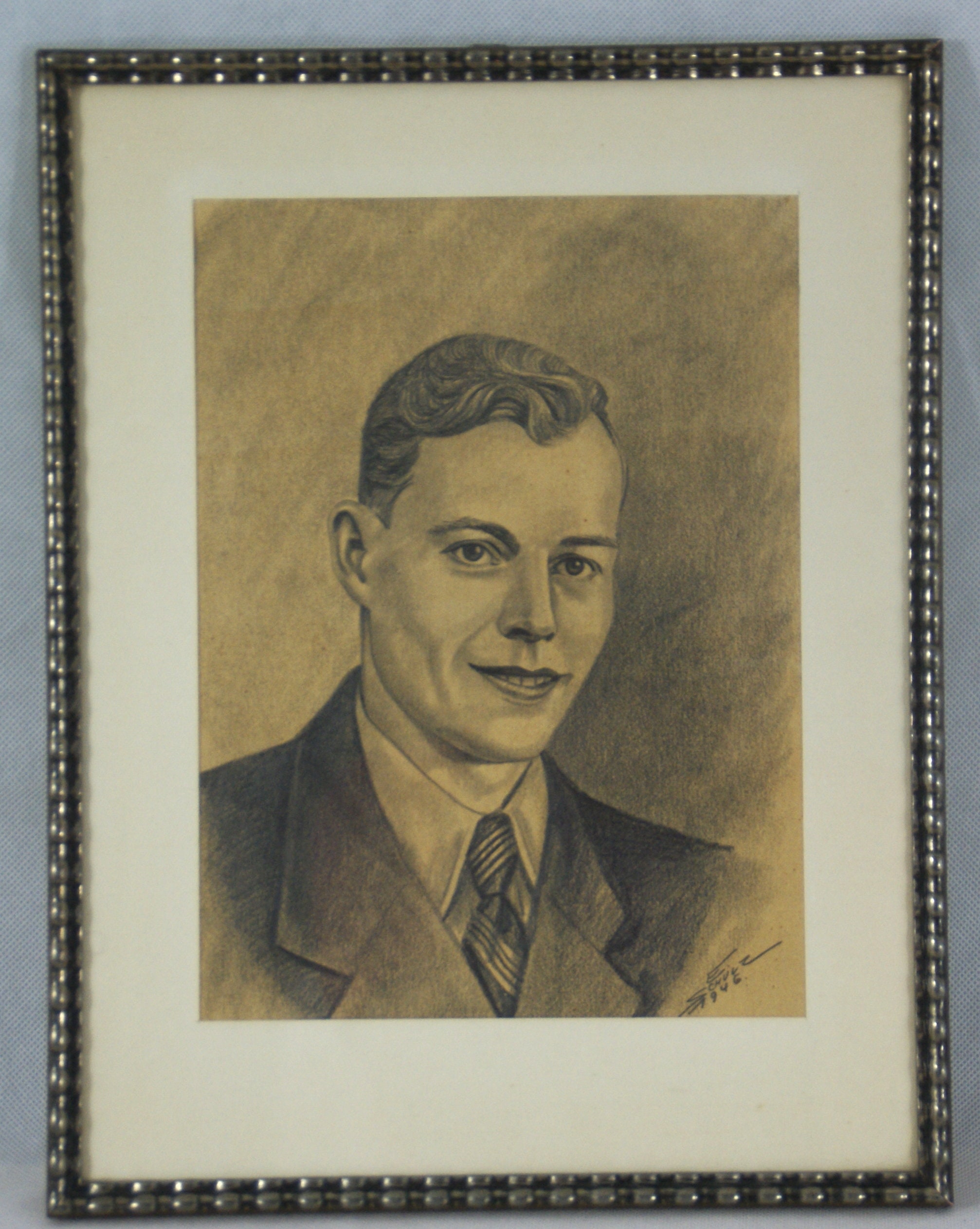 Portrait is an Original Pencil Drawing on Paper by E. SCHULTZ 1946 - Etsy