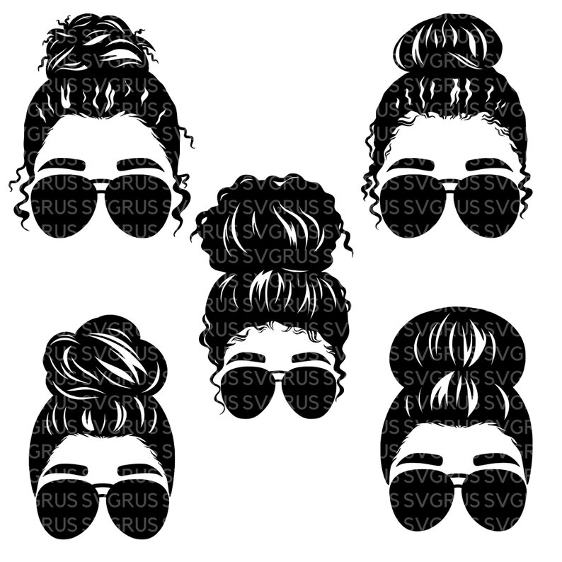 Messy Bun Svg, Messy Bun Bundle, Messy Bun Bundle Svg, Messy Hair Svg ...