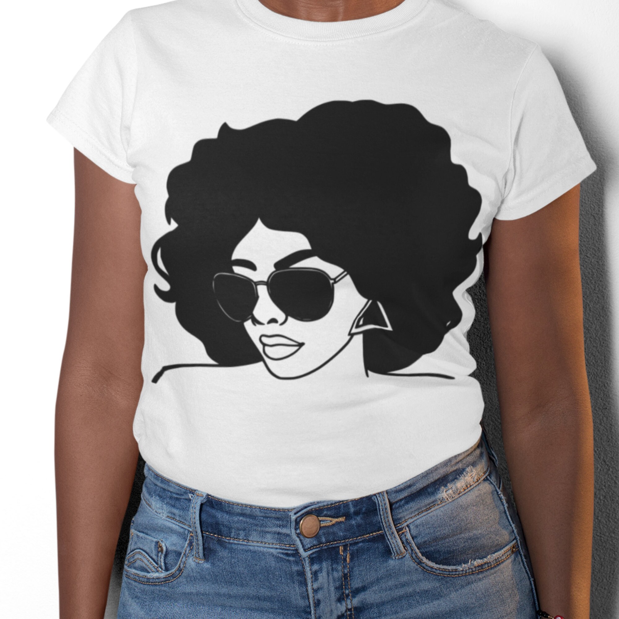 Black Women Outline svg Black Woman with Sunglasses SVG Afro - Etsy México