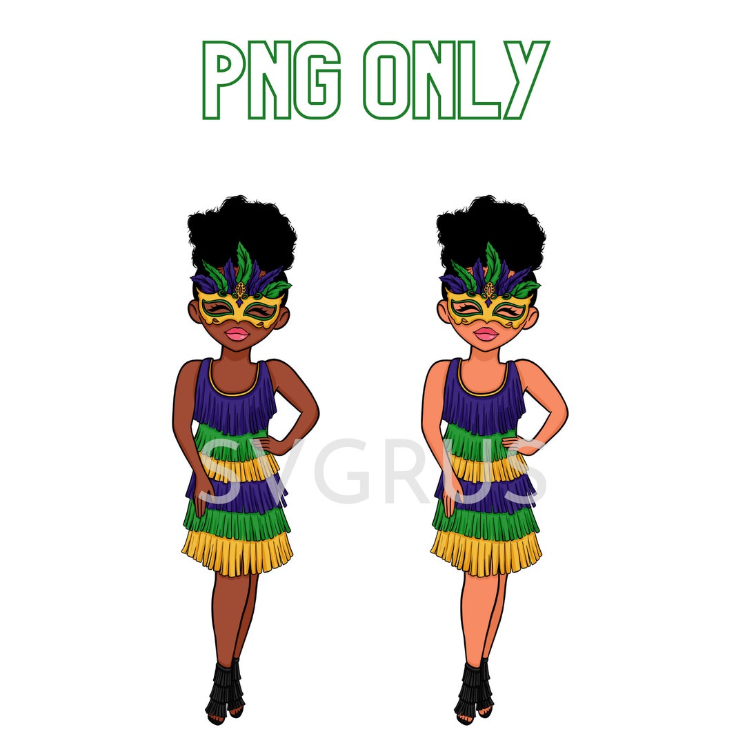 Mardi Gras Clipart, Black Woman Png, Fashion Clipart, Afro Woman ...