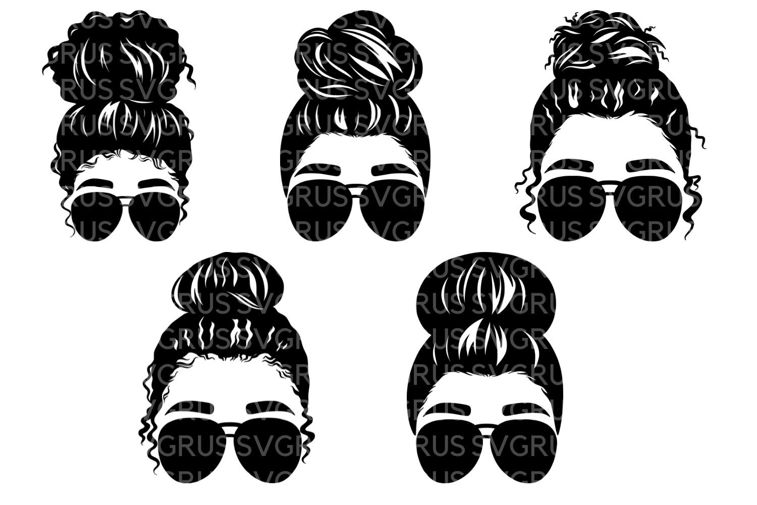 Messy Bun Svg, Messy Bun Bundle, Messy Bun Bundle Svg, Messy Hair Svg ...