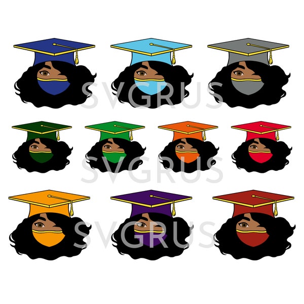 Afro Graduation Svg - Etsy