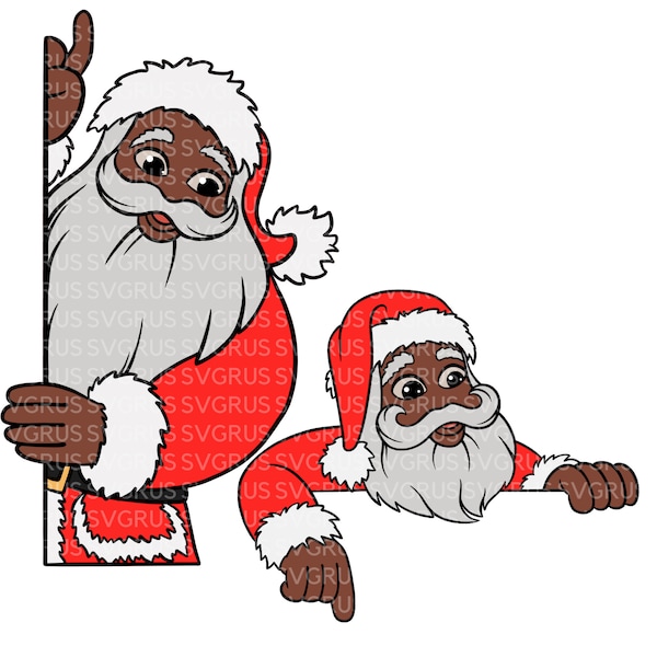 Black Santa Svg - Etsy