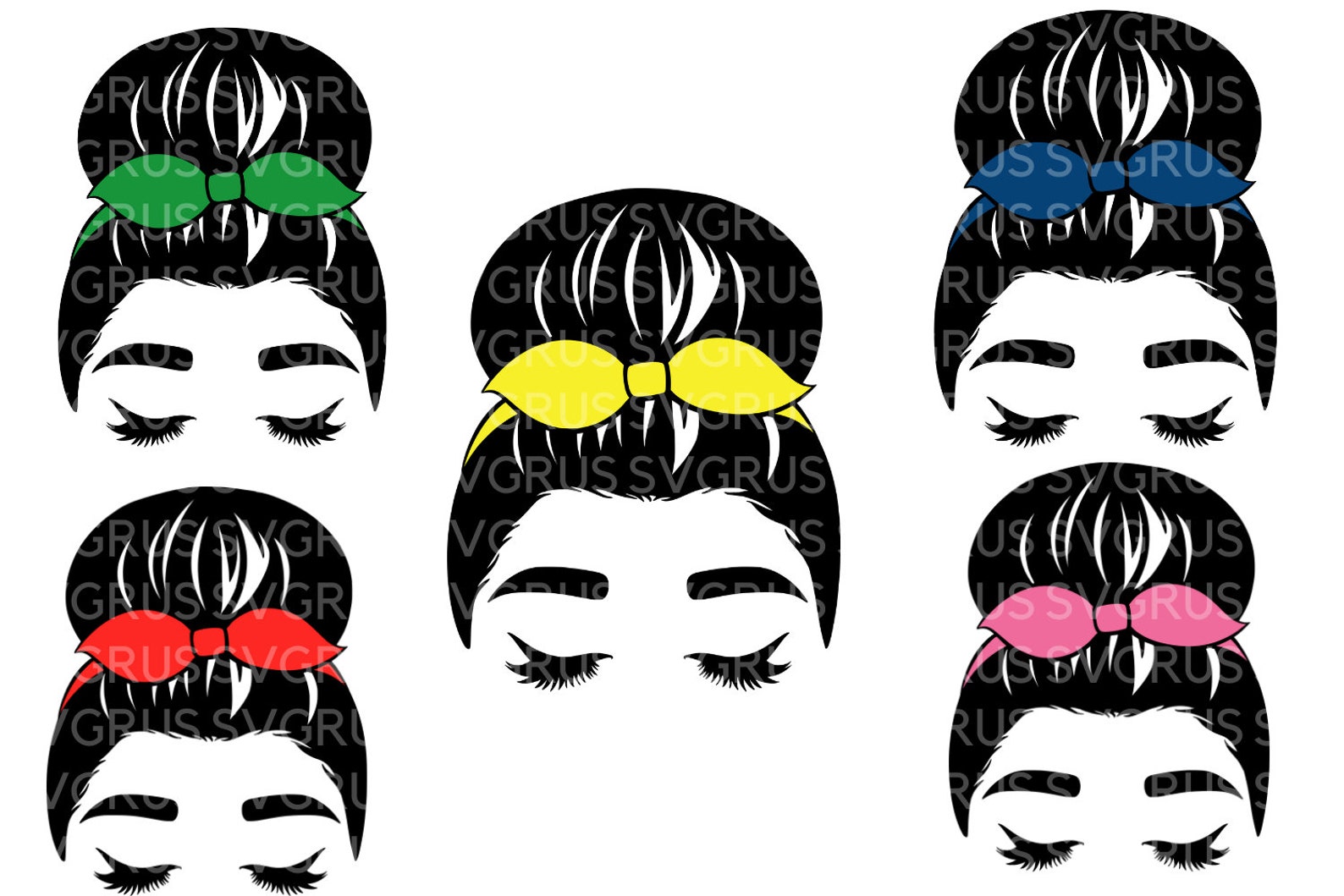 Messy Bun Svg, Messy Bun Bundle, Messy Bun Bundle Svg, Messy Hair Svg ...