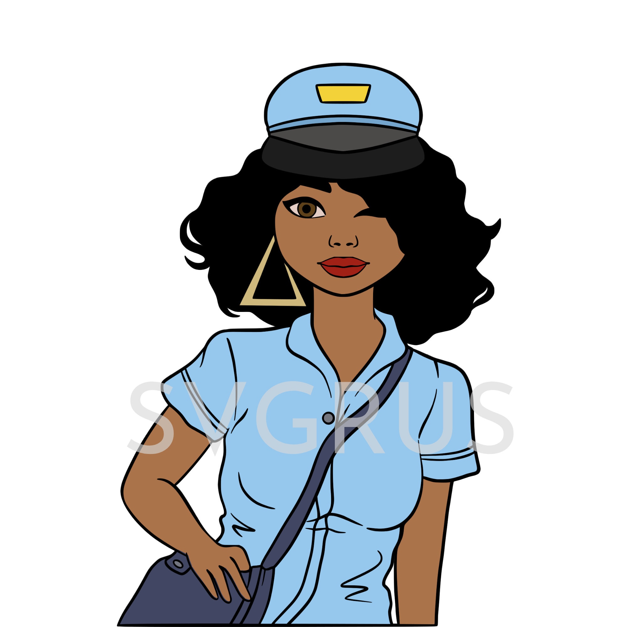 Post Office Afro Woman Delivering Package Box Mail Service Courier ...