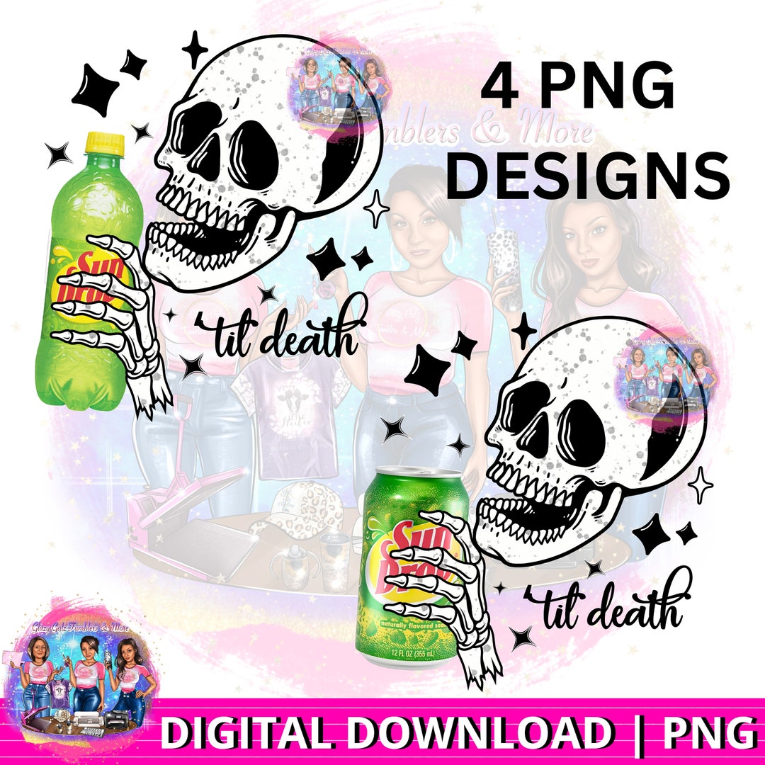 Skull Design Til Death Soda Energy Digital Design Skeleton - Etsy