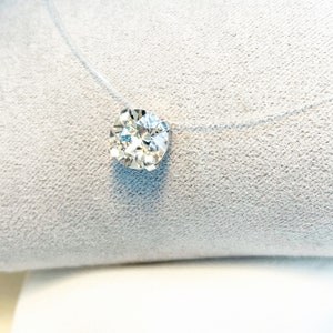 Invisible Necklace Small Solitaire Pendant 4 Prongs in 6mm Austrian ...