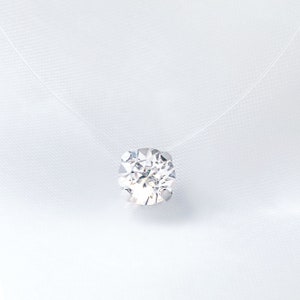 Invisible Solitaire Necklace (4 Prongs) in 6mm or 8mm Austrian Crystal ...
