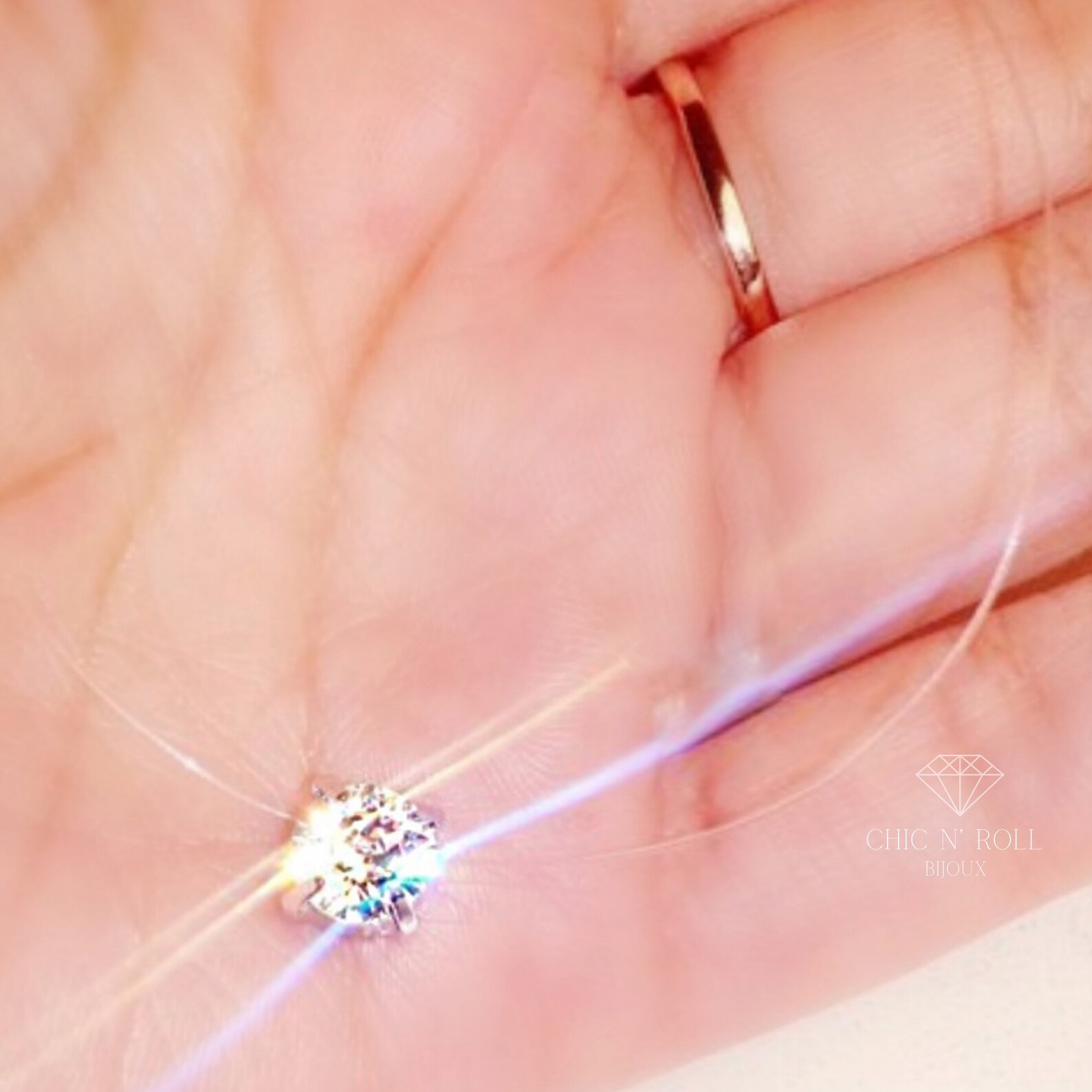 Collier Invisible Petit Pendentif Solitaire 4 Griffes En - Etsy