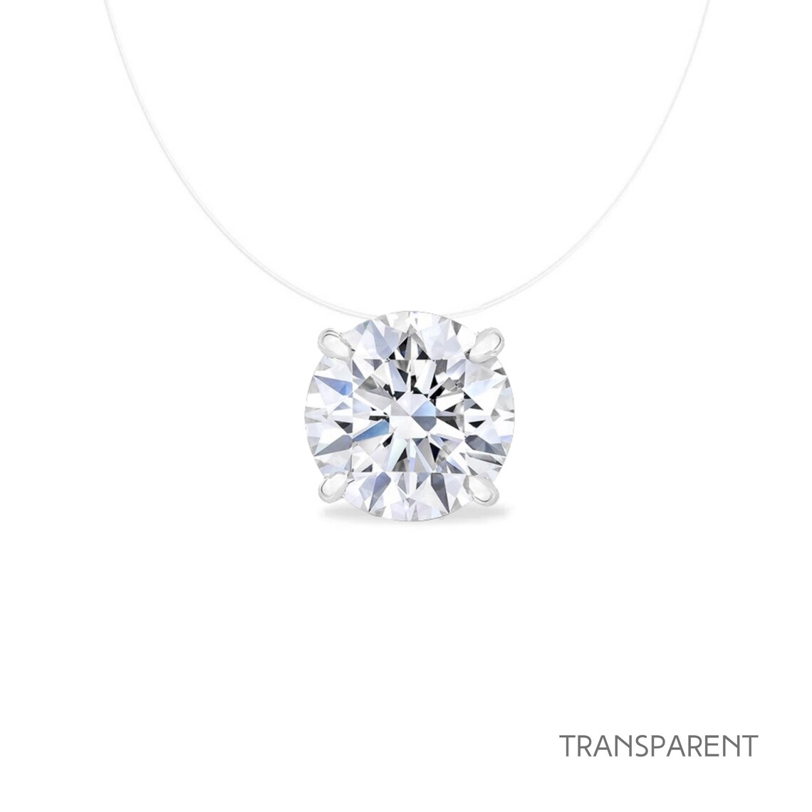 Collier Invisible Petit Pendentif Solitaire 4 Griffes En - Etsy